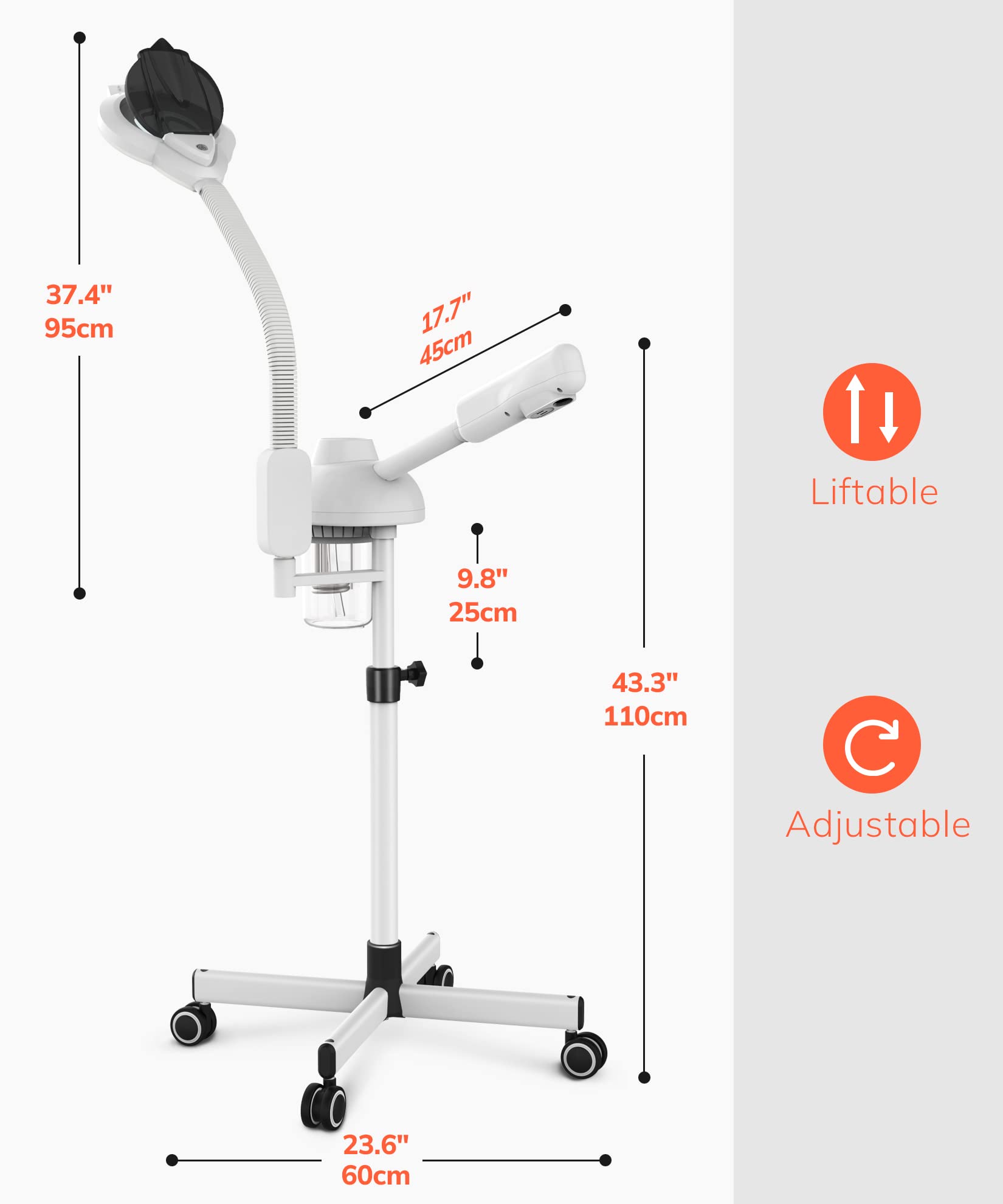 TASALON Professional Facial Steamer, 2 in 1 Facial Steamer with 5X Magnifying Foldable Arm, Ozone Face Steamer for Facial, Mist Face Steamer Salon Spa Beauty Skin Care Equipment, Steamer for Face Spa