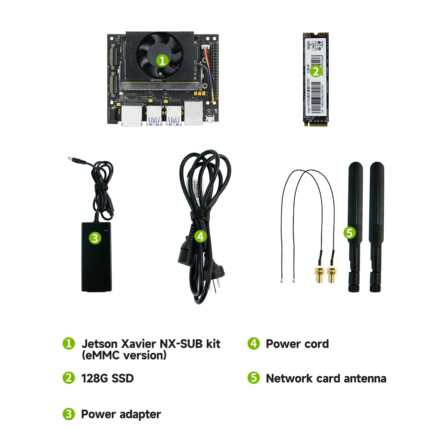 Yahboom Jetson Xavier NX SUB Developer Kit with Network Card Antenna Power Adapter 128G SSD Jetson Xavier NX (eMMC Version) (8G)