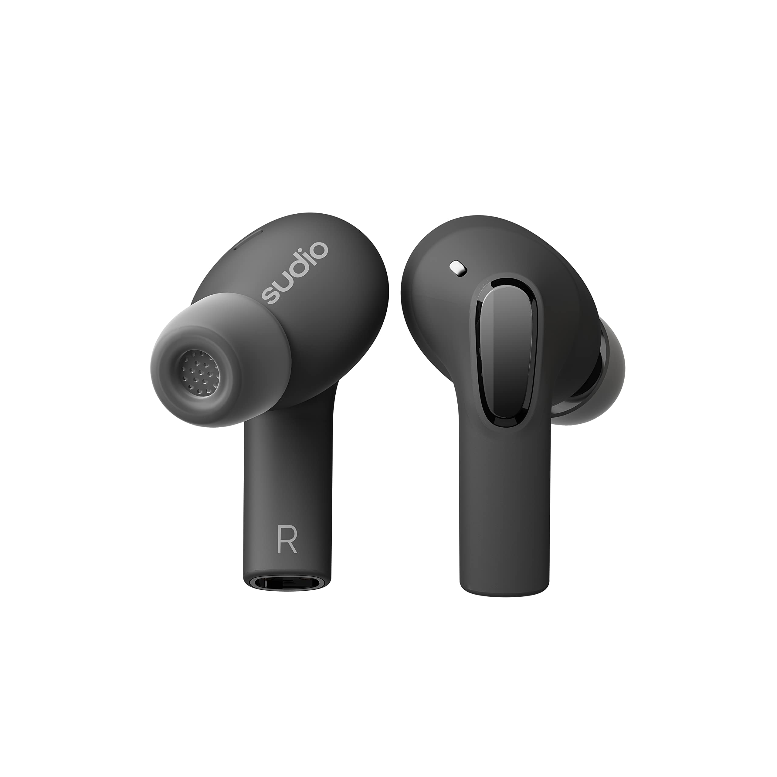 Sudio E2 Wireless Earbuds with Bluetooth 5.2, Hybrid ANC, Vivid Voice Microphone System, Spatial Sound by Dirac Virtuo, 30h Playtime, Quick Charge, IPX4 Splash Proof (Black)