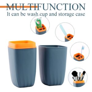 Fawcotu 2pcs Toothbrush Cup Cases,Leakproof Toothbrush Holder Portable Toothpaste Storage Container with 2pcs Soap Cases for Travel(As Show)