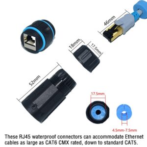 ANMBEST 5PCS Shielded RJ45 Waterproof Connector IP68 Cat5/5e/6 8P8C Ethernet LAN Cable Coupler Female to Female Outdoor Network Adapter