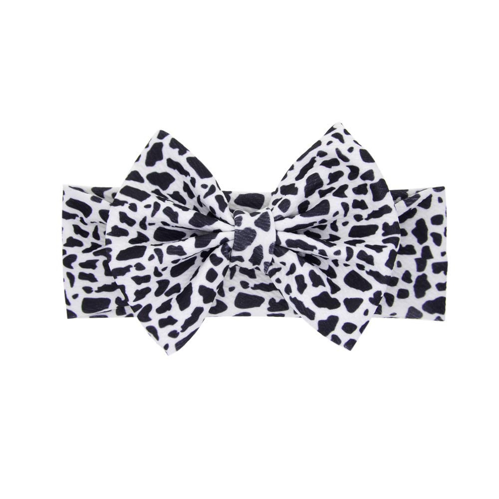 JustMyDress Baby Leopard Headband Turban with Bow Hair Band Bowknot Hair Accessories JBC07 (Cow Stria)