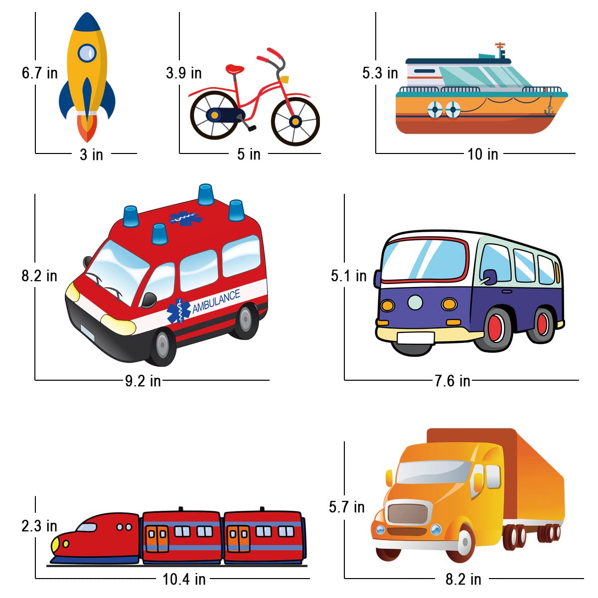 Transport Car Wall Decals Kids,Large Educational Kids Room Wall Stickers,Kids Wall Sticker Decors for Nursery,Boy Room,Bedroom,Classroom,Playroom,Living Room.