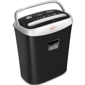 paper shredder,vidateco 10-sheet micro-cut shredder with us patented cutter,also shreds card/staple/clip,paper shredder for home office,durable&fast with jam proof system,3.9-gallon basket (etl)