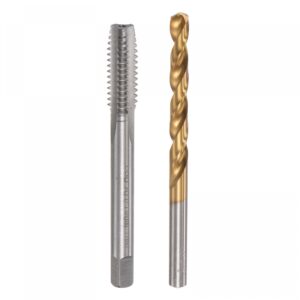 uxcell m8 x 1.5 straight flute thread tap and 6.5mm twist drill bit set, metric titanium plated 6542 high speed steel machine screw thread tap threading drilling tool