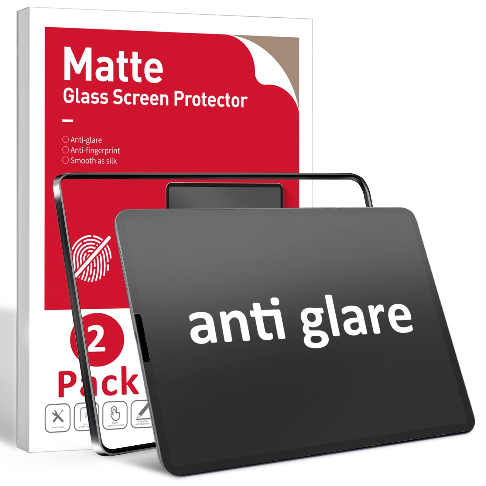 Ambison [2 Pack Matte Glass Screen Protector Compatible with iPad Air 5th Generation 2022 10.9 inch, [Install Frame] Anti Glare/Fingerprint Free/Bubble Free/9H Tempered Glass iPad Air 5