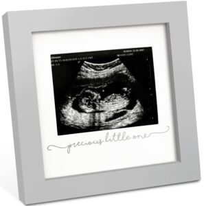 keababies baby sonogram picture frame - modern ultrasound frame for mom to be, pregnancy announcement sonogram photo frames, gender reveal for expecting parents, first time dad gifts (cloud gray)