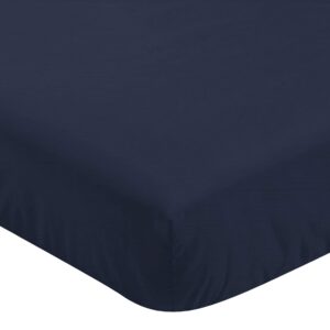 Sweet Jojo Designs Navy Blue Boy or Girl Fitted Crib Sheet Baby or Toddler Bed Nursery - Solid Color for Celestial Sky Gender Neutral Unisex Collection