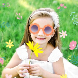 4 Pcs Toddler Baby Girl Short Sleeve T-Shirt Top Floral Flared Bell Bottom Pant Headband Sunglasses Kid Summer Outfit(Small)