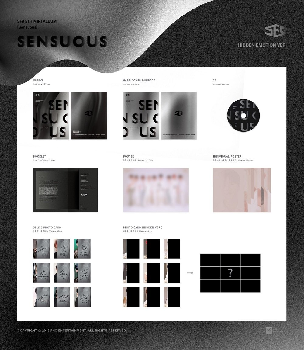 Kakao M SF9 - Sensuous [Random ver.] (5th Mini Album) CD+Booklet+Photocards