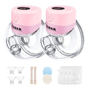 wearable breast pump 2pcs ultra-quiet electric hands free breast pump spill-proof pain free rechargeable portable breast pump with lcd screen massage and memory mode wireless breastpump（27/24/21mm）