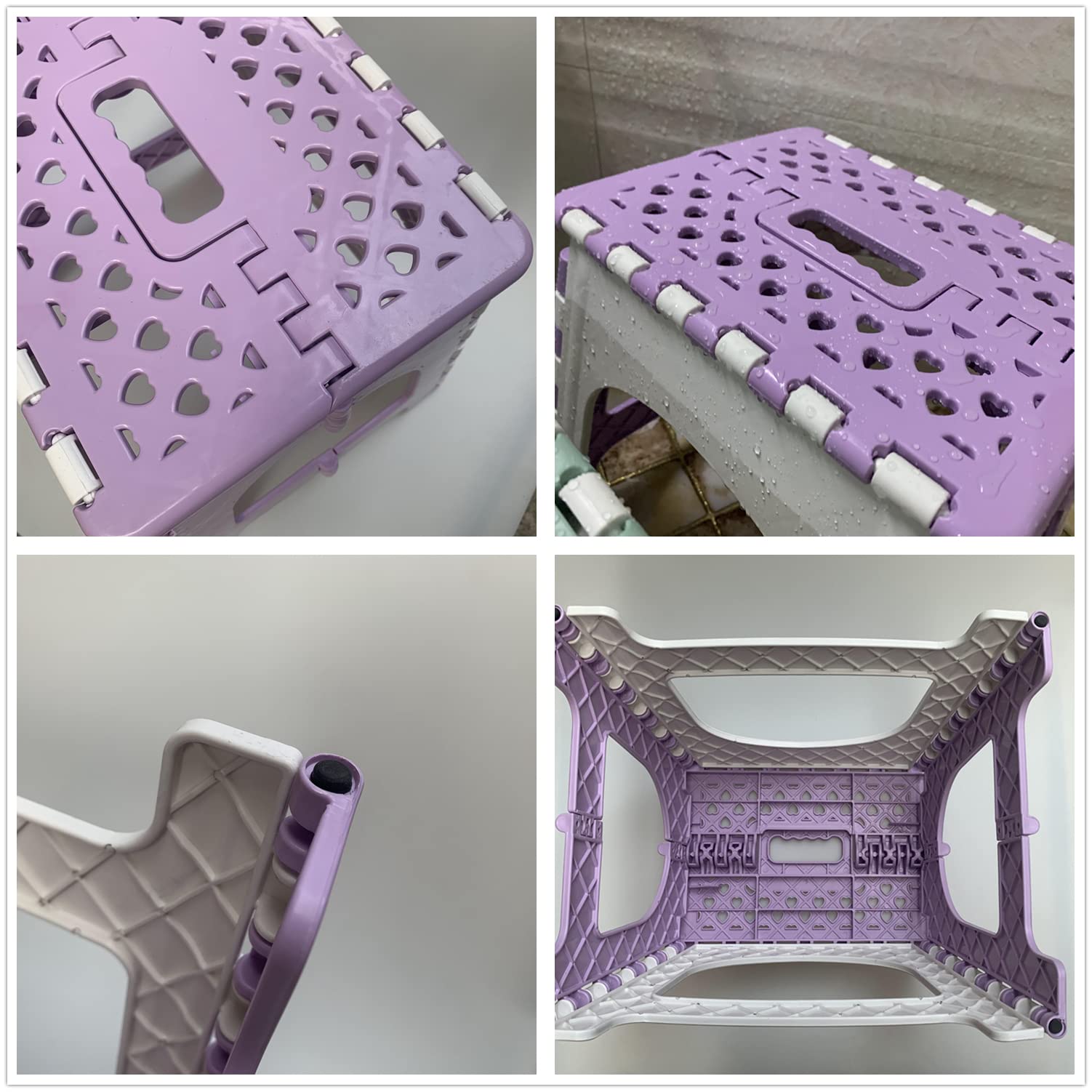 Shower Stool for Shaving Leg, TRANOMOS Foldable Shower Foot Rest, Foldable Shower Step for Shaving Leg, Small Corner Shower Foot Stool for Inside Shower, Plastic Pedicure Foot Rest, Purple