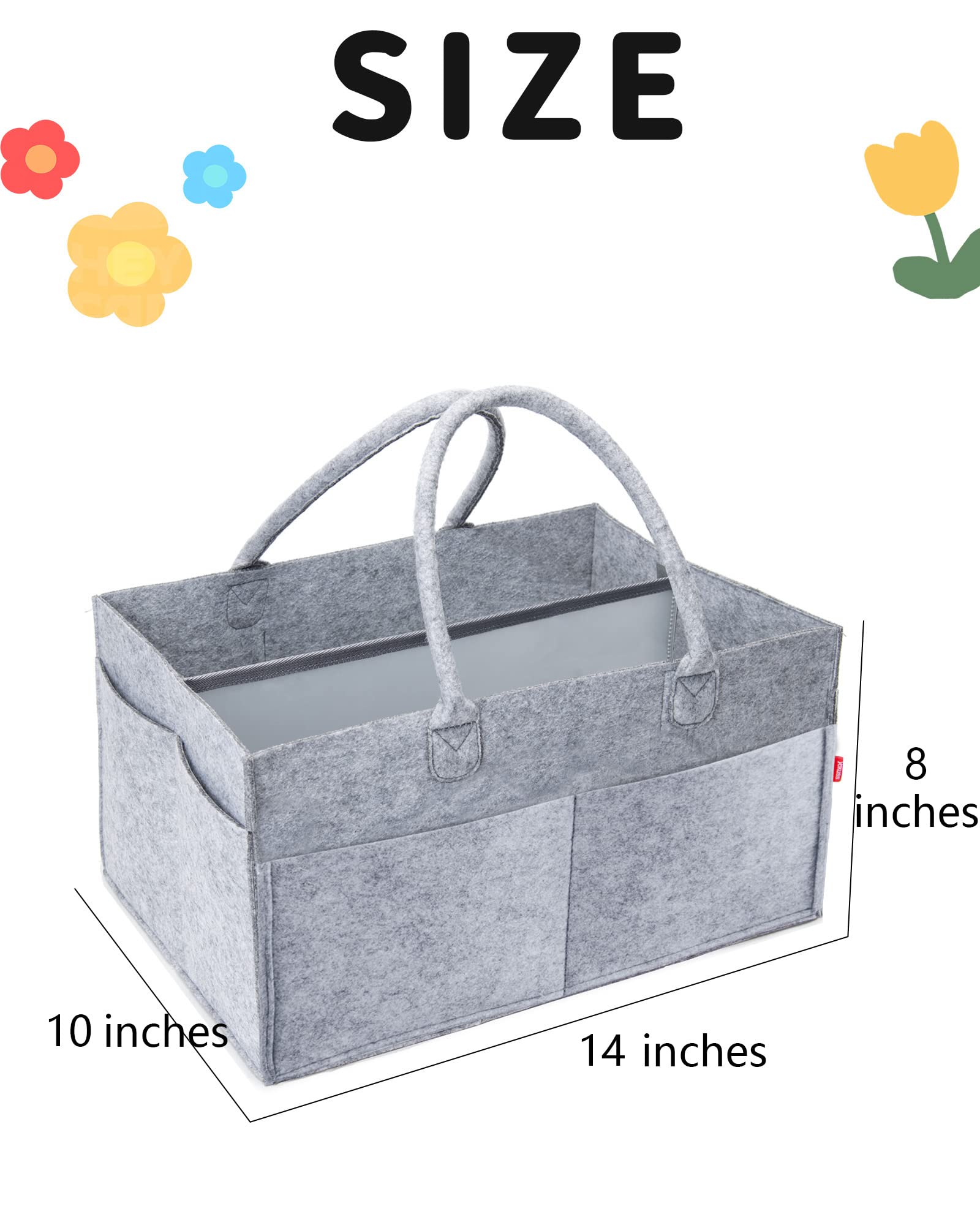 YaKuss Diaper Caddy Organizer for Baby, Changing Table Diaper Basket Caddy Storage Bin Car Organizer, Diaper Storage Caddy, Portable Diaper Caddy Basket for Boys and Girls (Small, 1.0 Grey)