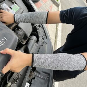 3 Pairs Cut Resistant Sleeves Level 5 Protection Arm Protectors for Thin Skin and Bruising 10" Long Comfortable Anti-abrasion Safety Sleeve for Arms for Work Men Women(2 Black + 1 Gray)