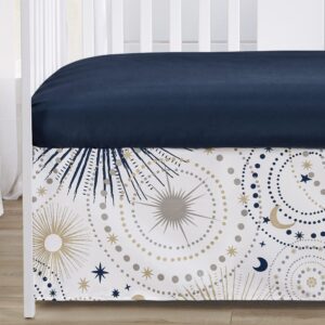 Sweet Jojo Designs Star and Moon Baby Boy or Girl Nursery Crib Bedding Set - 4 pieces - Navy Blue, Gold, and Grey Celestial Sky Stars Gender Neutral Unisex