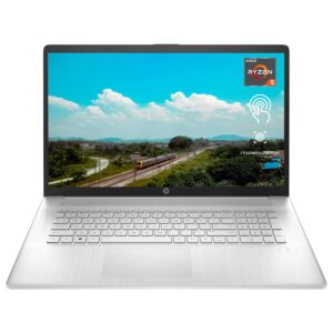 hp 2022 newest notebook laptop, 17.3'' hd+ touchscreen, amd ryzen 5 5500u 6 cores processor, bluetooth, wi-fi, webcam, usb type-c, windows 11 home, silver (8gb ram | 256gb ssd)