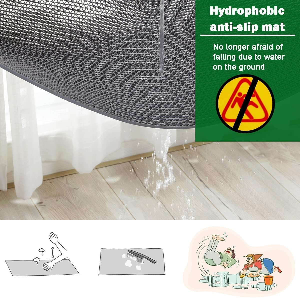 jxgzyy 3ft x16.4ft Drainage Non Slip Mat Commercial Floor Mat PVC Drainage Mat Bathroom Pool Floor Mat Mesh Big Hollow Door Mat Roll for Swimming Pool Shower Room Bathroom Indoor Outdoor Wet Area