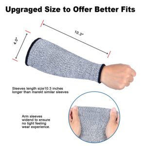 3 Pairs Cut Resistant Sleeves Level 5 Protection Arm Protectors for Thin Skin and Bruising 10" Long Comfortable Anti-abrasion Safety Sleeve for Arms for Work Men Women(2 Black + 1 Gray)