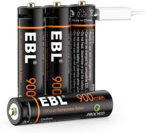 ebl rechargeable aaa lithium batteries 1.5v aaa battery 900mwh usb rechargeable batteries - 4 pack