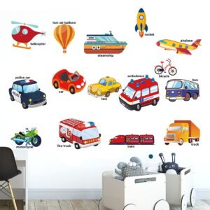 transport car wall decals kids,large educational kids room wall stickers,kids wall sticker decors for nursery,boy room,bedroom,classroom,playroom,living room.