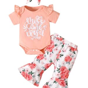 Baby Girl Miss Onederful 1st Birthday Outfit Infant First Birthday Outfit (Pink,6-12 Months)