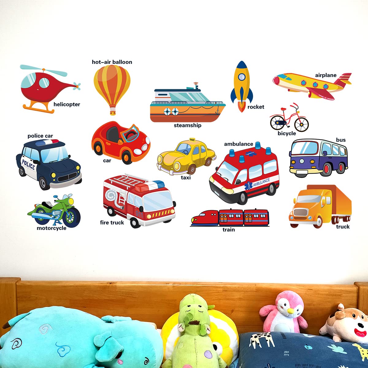 Transport Car Wall Decals Kids,Large Educational Kids Room Wall Stickers,Kids Wall Sticker Decors for Nursery,Boy Room,Bedroom,Classroom,Playroom,Living Room.