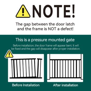 Babelio Metal Baby Gate with Wood Pattern, 29-43" Easy Install Pressure Mounted Dog Gate, No Drilling, No Tools Required, Ideal for Stairs and Doorways, with Wall Protectors and Extenders