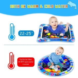 Inflatable Tummy Time Water Mat for Baby Gift for 3-6 Months, Baby Water Mat Early Development Activity Play Mat Sensory Toy, Your Baby's Stimulation Growth for 6-12 Months Newborn Girls Boys（2 Pcs）