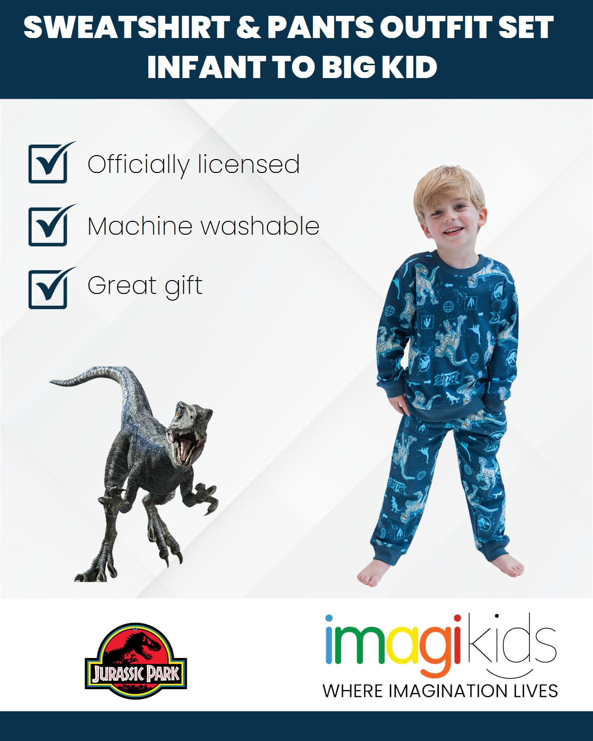 Jurassic World Infant Baby Boys Fleece Pullover Sweatshirt & Pants Green/Grey 18 Months