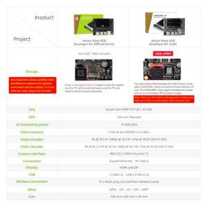 Jetson NANO 4GB Development Board Kit (SUB) B01 with Official Module for Artificial Intelligence Python Programming