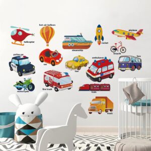 Transport Car Wall Decals Kids,Large Educational Kids Room Wall Stickers,Kids Wall Sticker Decors for Nursery,Boy Room,Bedroom,Classroom,Playroom,Living Room.