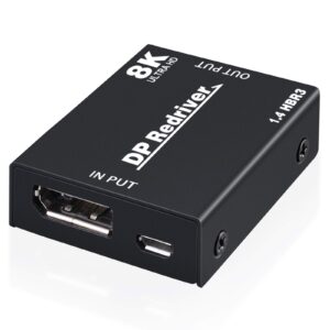 8k@60hz displayport extender - cjx displayport to displayport 1.4 repeater signal booster dp amplifier supports full hd 3d for oculus rift s, htc vive pro, valve index, gaming monitor, projector