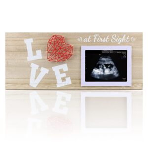 baby ultrasound picture frame new mom gifts pregnancy announcements sonogram keepsake frame 3" x 3" baby scan photo nursery decor (love at first heartbeat)