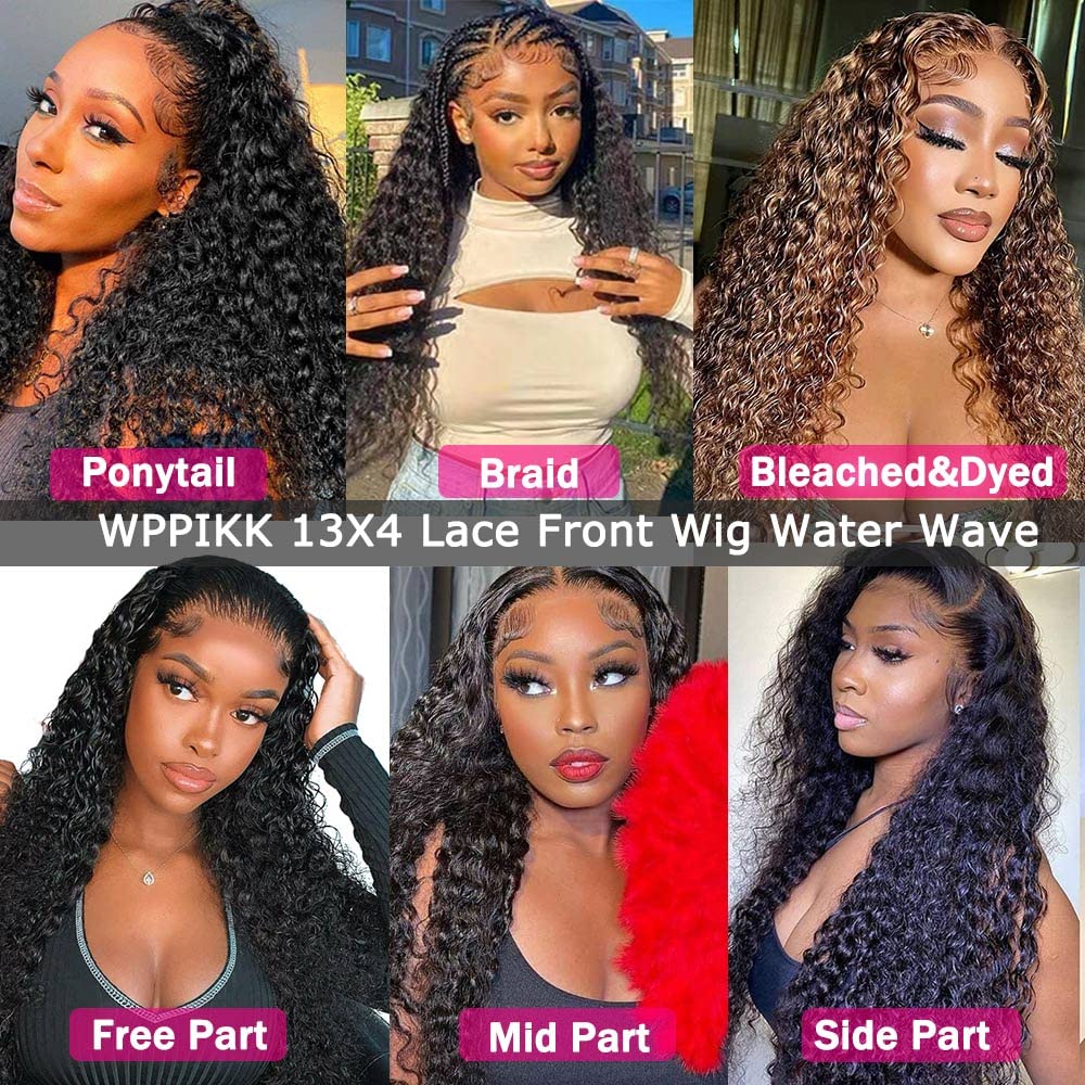 13x4 Lace Front Wigs Human Hair Pre Plucked 180% Density Brazilian Wet and Wavy Human Hair Wigs for Black Women Glueless Curly Lace Frontal Wigs Human Hair Natural Color (22 Inch)