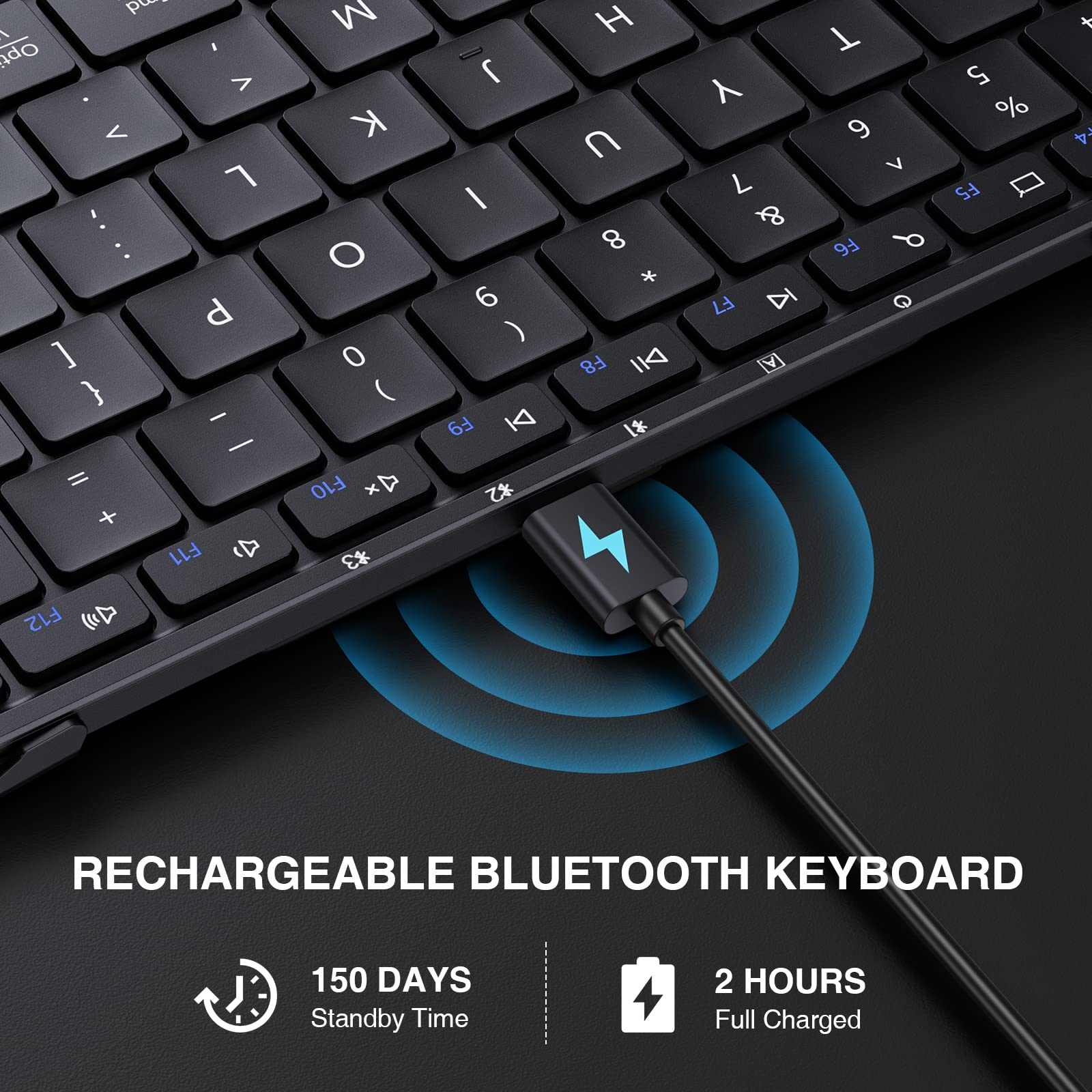 ProtoArc Foldable Bluetooth Keyboard, XK01 Folding Wireless Portable Keyboard with Numeric Keypad, Full-Size Travel Keyboard for iPad Tablet Smartphone Laptop PC Windows iOS Android, Black