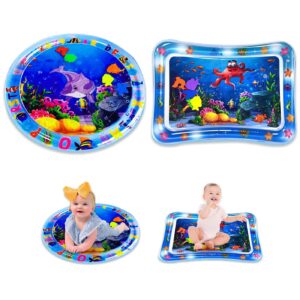 inflatable tummy time water mat for baby gift for 3-6 months, baby water mat early development activity play mat sensory toy, your baby's stimulation growth for 6-12 months newborn girls boys（2 pcs）