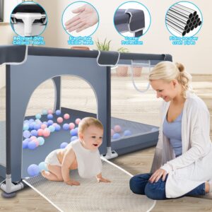 BAIYI Baby Playpen, Baby Playpen for Toddle, Playpen for Babies with Gate Indoor & Outdoor Kids Activity Center with Anti-Slip Base, Sturdy Safety Playpen with Soft Breathable Mesh, Play Yard