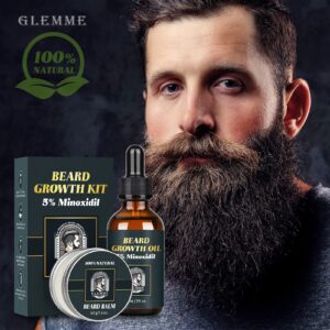 5% Minoxidil Beard Growth Oil Beard Growth Kit for Men Patchy Beard Growth, Natural Beard Balm Beard Growth Oil Serum for Men