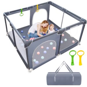 baiyi baby playpen, baby playpen for toddle, playpen for babies with gate indoor & outdoor kids activity center with anti-slip base, sturdy safety playpen with soft breathable mesh, play yard