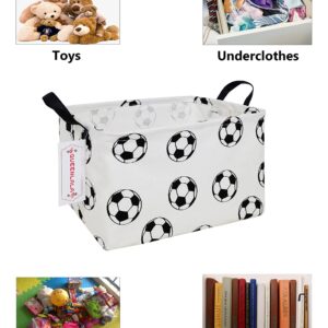 QUEENLALA Rectangular Laundry Hamper/Foldable Nursery Laundry Basket for Organizing/Storage Bin Baskets/Children Toy Office Bedroom/Toy Bin Closet Shelf Baskets（Rec-Football）