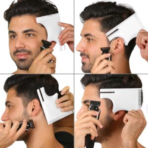 Linkidea Beard Styling Shaper & Neckline Shaving Trimmer Guide, Beard Shaping Haircut Tool Kit for Men, Goatee Mustache Grooming Shaping Template White