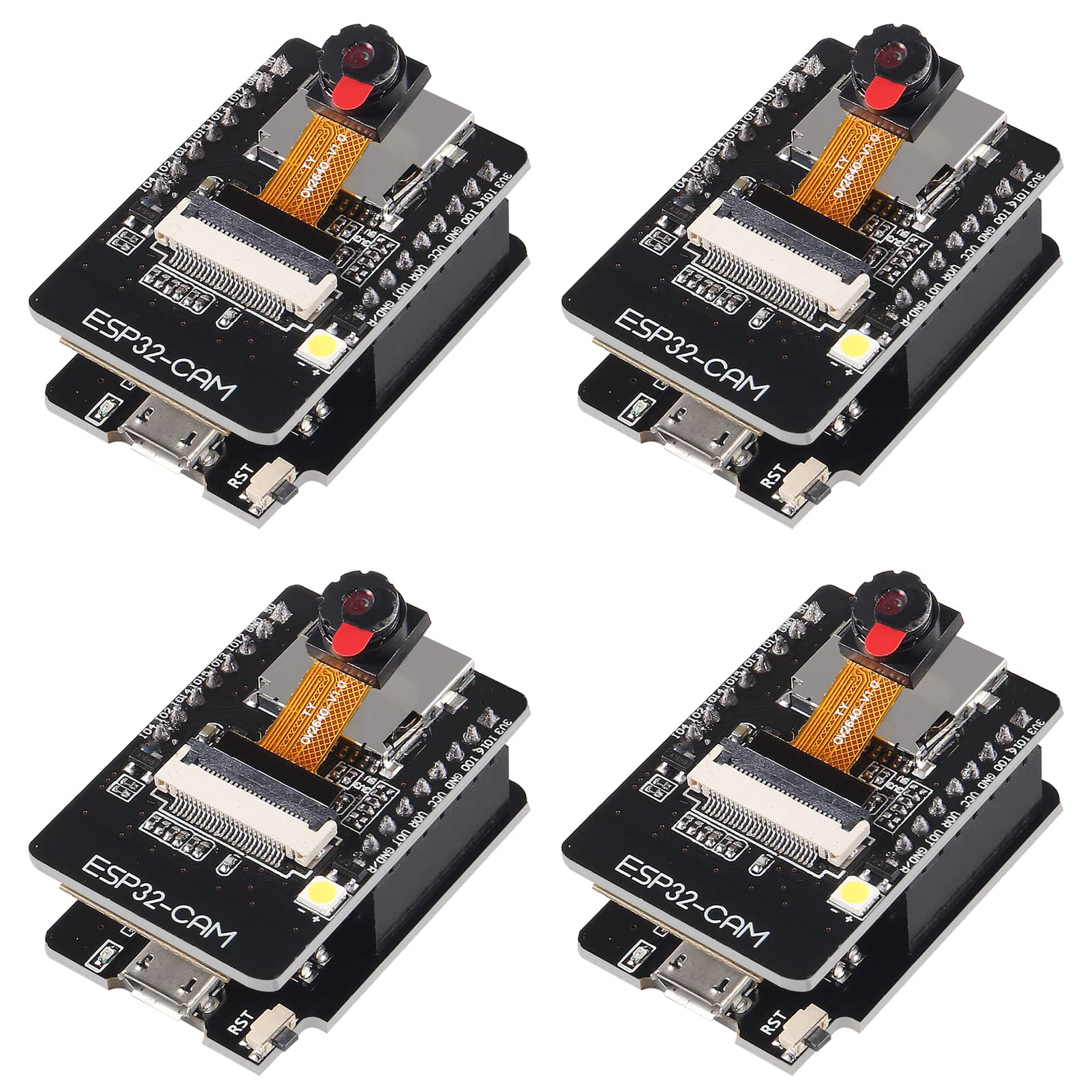 AEDIKO 4pcs ESP32-CAM WiFi Bluetooth Board ESP32-CAM-MB Micro USB to Serial Port CH340G with OV2640 2MP Camera Module Dual Mode