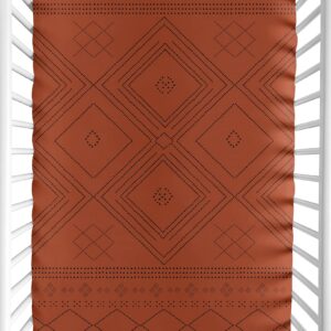 Sweet Jojo Designs Tribal Boho Dot Boy Girl Fitted Mini Crib Sheet Baby Nursery for Portable Crib or Pack and Play - Rust Orange Black Woodland Bohemian Southwest Geometric Arrow Gender Neutral Aztec