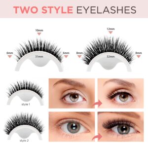 Reusable Self Adhesive Eyelashes, 4PCs False Lashes Natural Look, Self Sticking (2-Pairs )