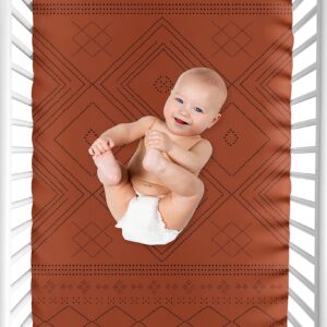 Sweet Jojo Designs Tribal Boho Dot Boy Girl Fitted Mini Crib Sheet Baby Nursery for Portable Crib or Pack and Play - Rust Orange Black Woodland Bohemian Southwest Geometric Arrow Gender Neutral Aztec