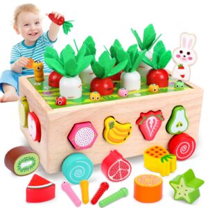 montessori toys for 1 2 3 year old boy girl carrot harvest game wooden toy preschool educational learning toy shape sorter toys xmas gifts for 1 2 3 year old boy girl fine motor skill game toddler toy