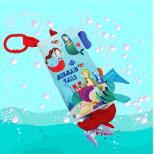 Fish Baby Books Toys 0-6-12-18 Months,Touch Feel Crinkle Cloth Books For Babies Infant Newborn 0-3 Months Baby Girl Boy Shower Gifts Toys,Soft Teething Stroller Toy,Christmas Stocking Stuffers-Mermaid