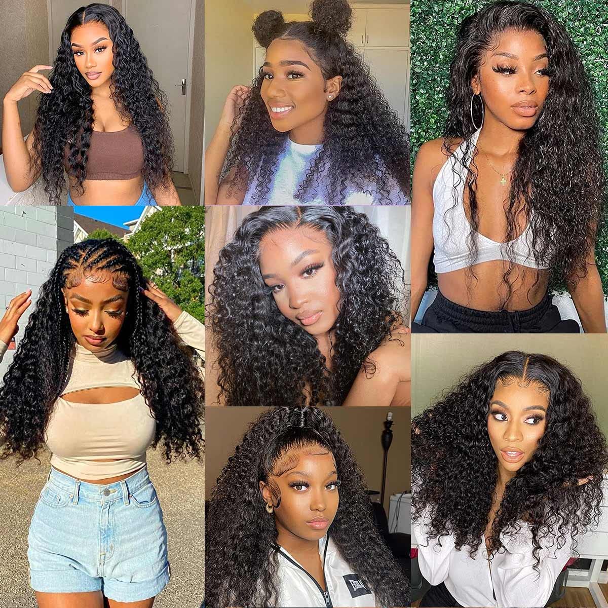 13x4 Lace Front Wigs Human Hair Pre Plucked 180% Density Brazilian Wet and Wavy Human Hair Wigs for Black Women Glueless Curly Lace Frontal Wigs Human Hair Natural Color (22 Inch)