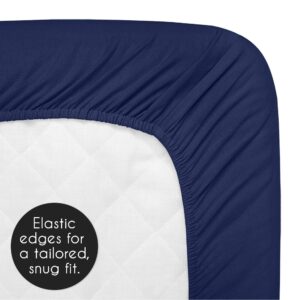 Sweet Jojo Designs Navy Blue Boy or Girl Fitted Crib Sheet Baby or Toddler Bed Nursery - Solid Color for Celestial Sky Gender Neutral Unisex Collection