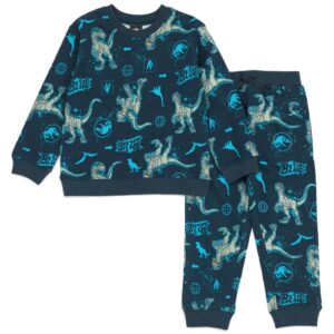 jurassic world infant baby boys fleece pullover sweatshirt & pants green/grey 18 months